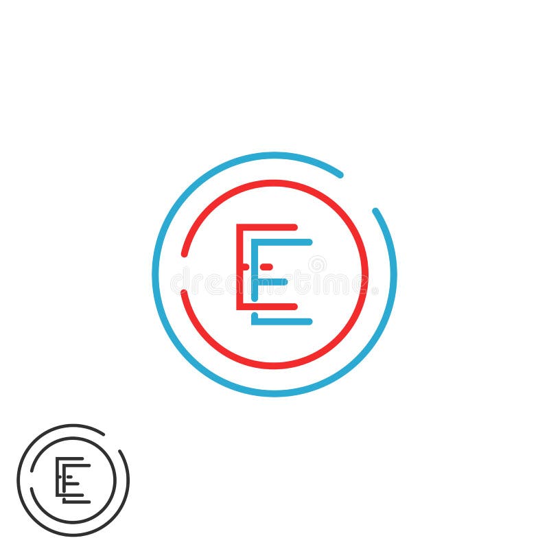 Letter E Logo Monogram, Combination EE Circle Frame, Red and Blue ...