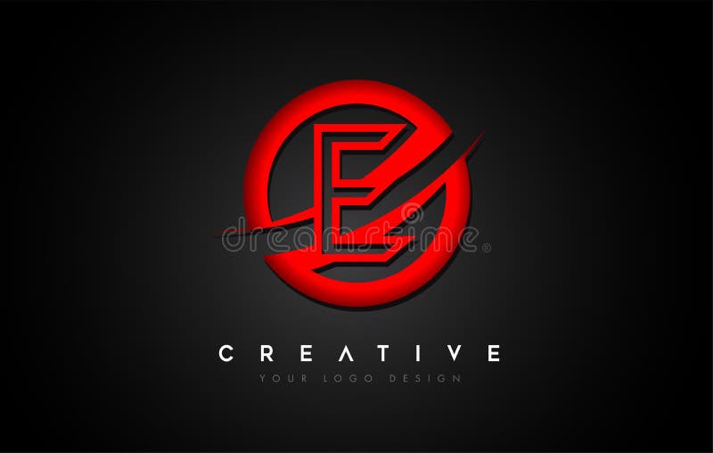 Letter E Logo with a Red Circle Swoosh Design. Creative Uppercase ...