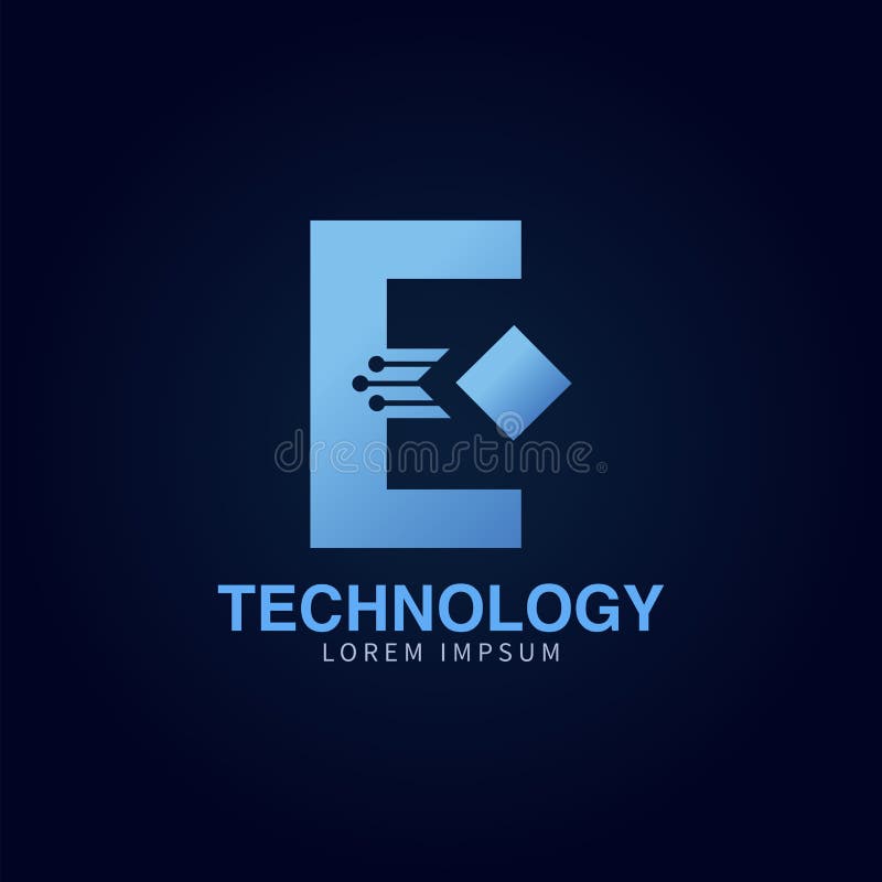 Letter E Logotype Blue Color,Technology and Digital Abstract Dot ...