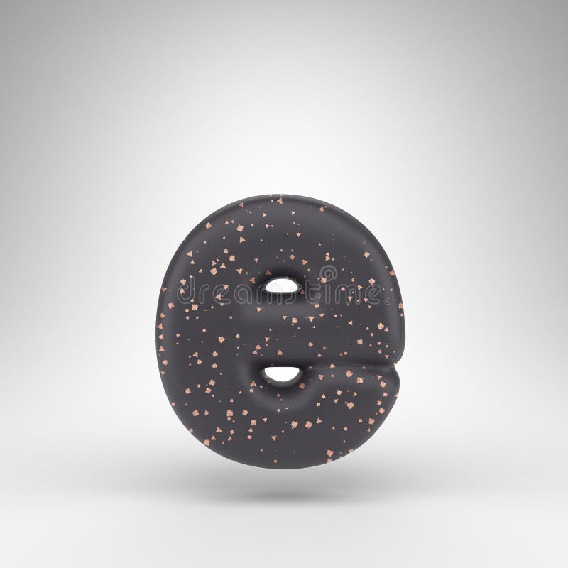 Letter E Lowercase on White Background. Black Matte 3D Letter with ...