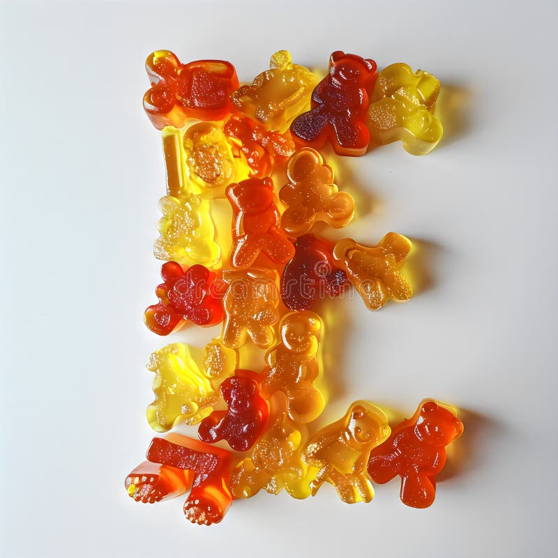 Gummy Capital Letter E stock illustration. Illustration of fruity ...