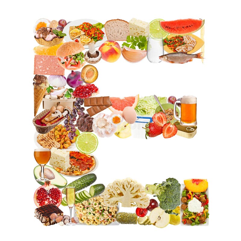 Letter E made of food stock photo. Image of cauliflower - 26399892