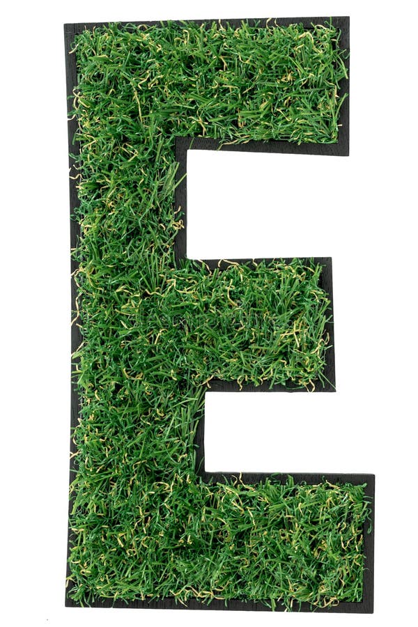 Letter E Made of Green Grass Isolated on White. Stock Image - Image of ...