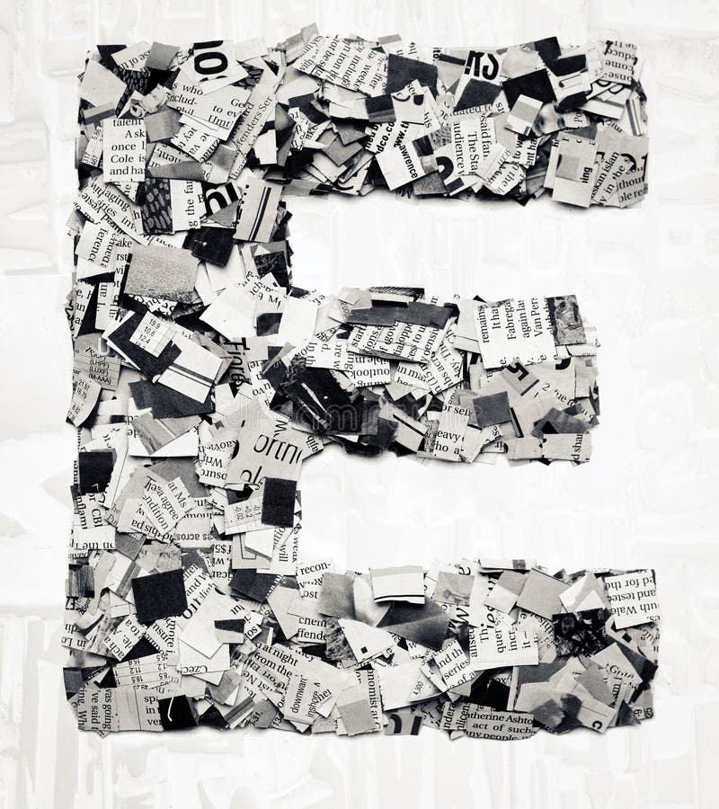 The Letter E Made from Newspaper Stock Photo - Image of news, print ...