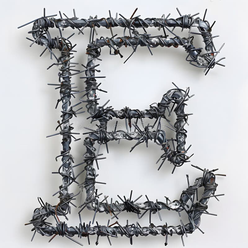The Letter E is Made Out of Barbed Wire Stock Image - Image of graphic ...