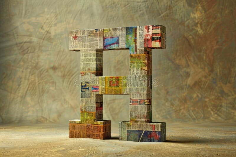 Letter E Made Out of Newspaper on a Table, Suitable for Educational ...