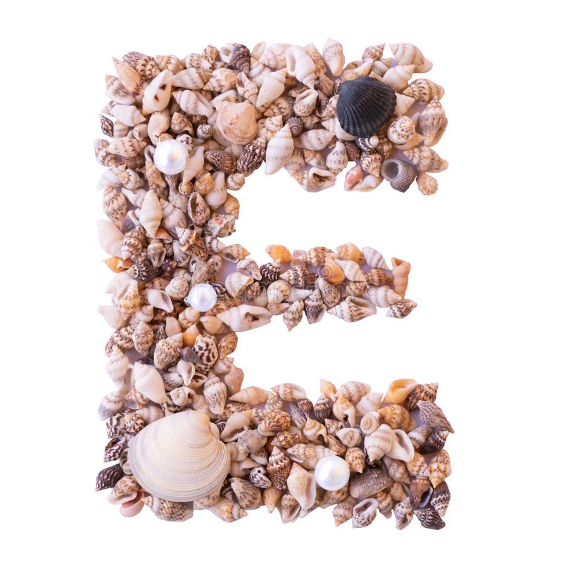 Letter E Made of Tiny Seashells. Stock Photo - Image of star, shell ...