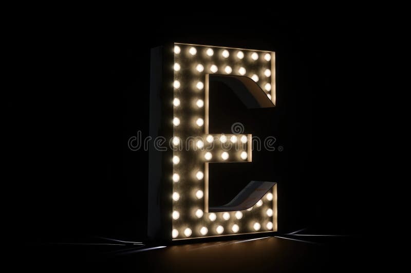 Letter E, Marquee Lights Style, on Black Background Stock Image - Image ...