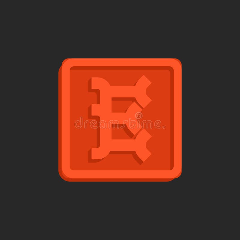 Letter E Monogram 3D Logo Resembling an Isometric Square-shaped Orange ...