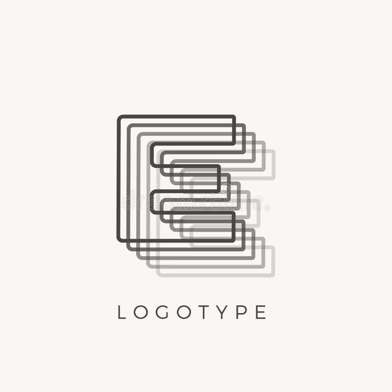 Letter E of Outline Stripes, Blend Effect Letter for Monogram and Logo ...