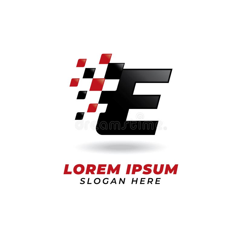 Letter E with Race Flag Icon Symbol Design Stock Vector - Illustration ...