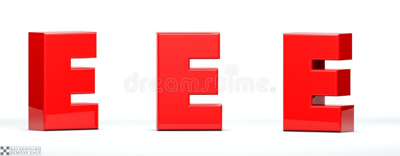 Letter E, of Red Color in 3 Positions. 3d Render Illustration at ...