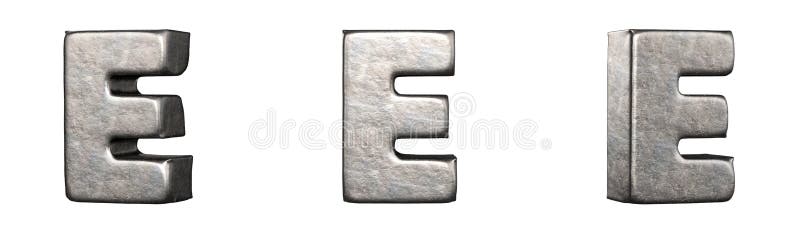 Letter E from a Scratched Iron Letters Collection. Isolated Stock ...