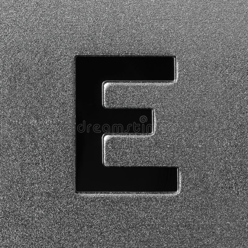 Letter E on a Silver Grained Shiny Metal Surface. English Alphabet ...
