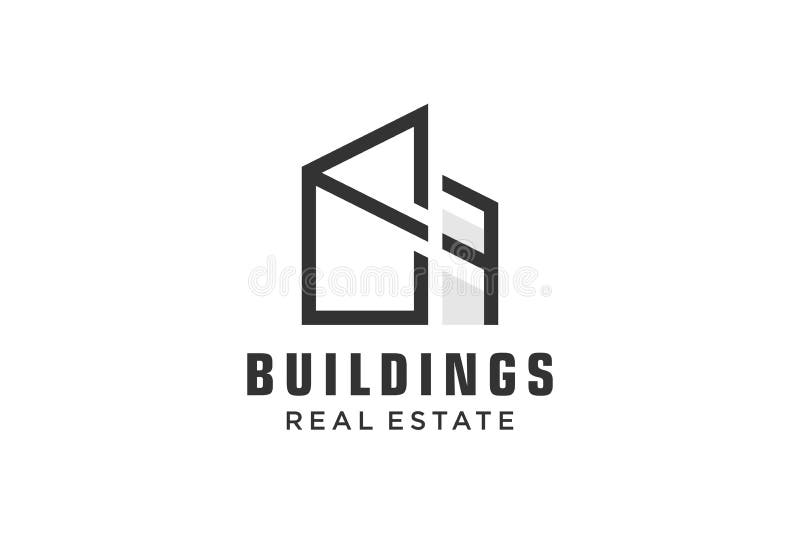 Letter E Simple Modern Building Architecture Logo Design with Line Art ...