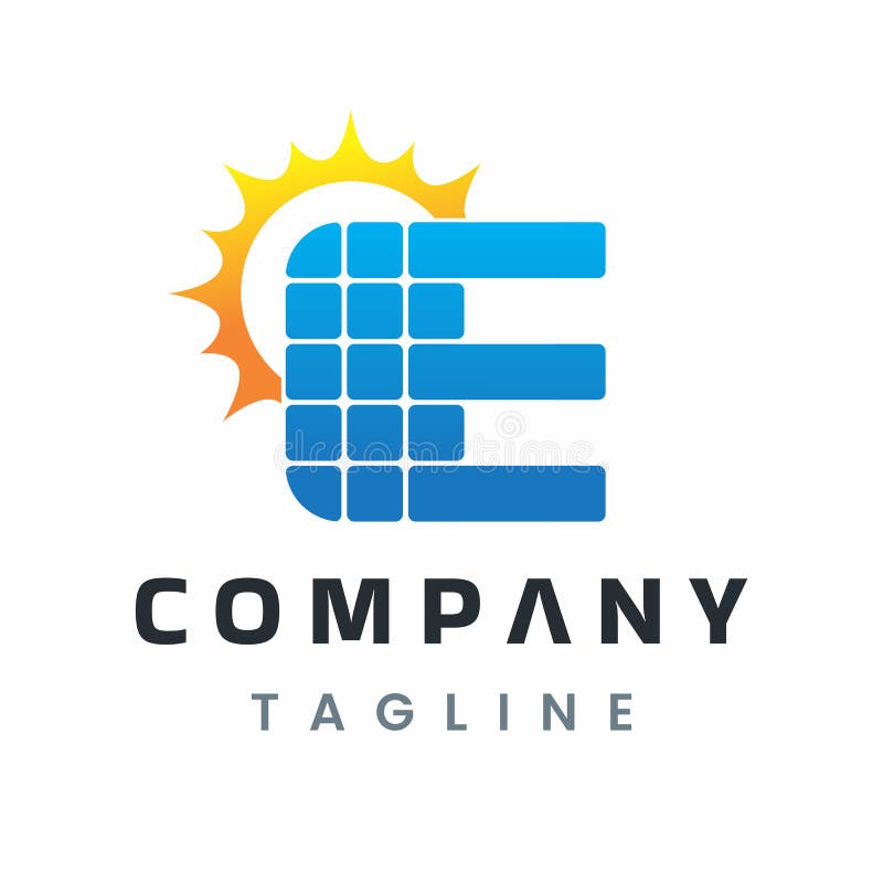 Letter E Solar Energy Logo, Solar Power Panel Design Stock Vector ...