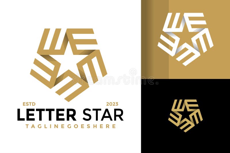 Letter E Star Gold Logo Design Vector Symbol Icon Illustration Stock ...