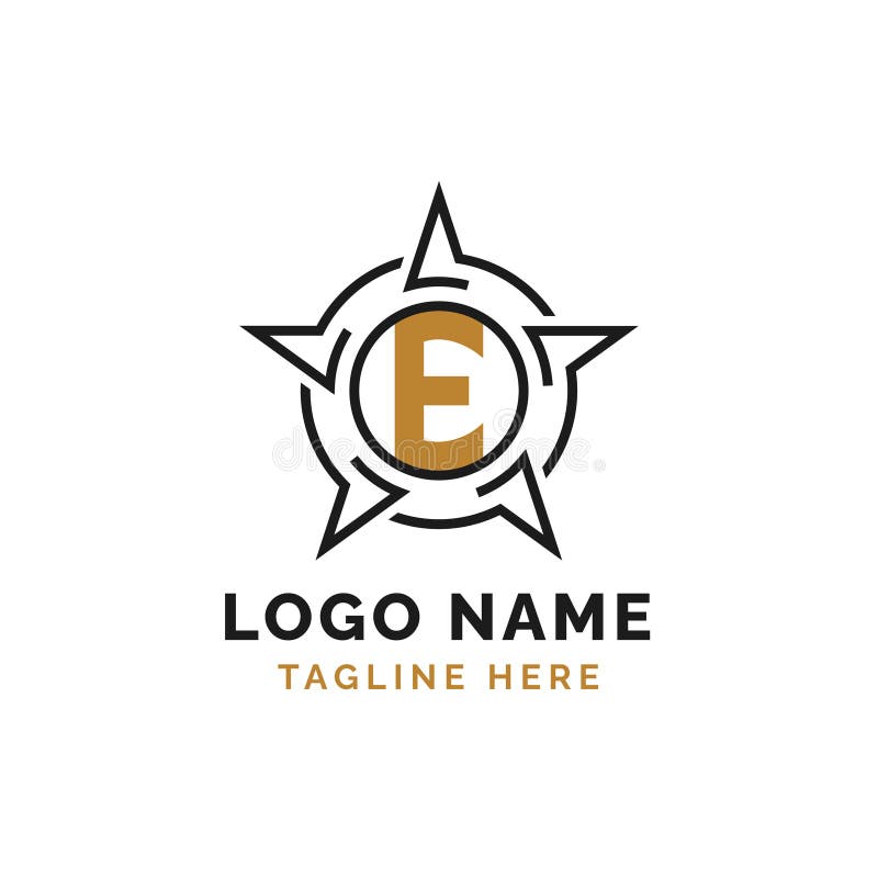 Letter E Star Logo Design. Alphabet E Logo with Star Stock Vector ...