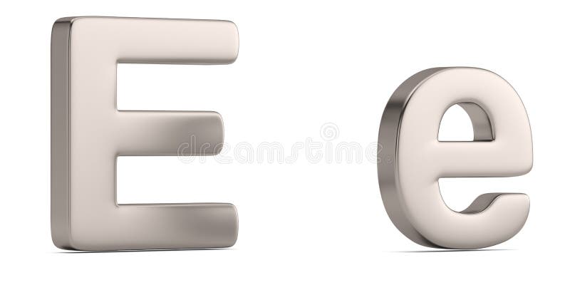 Letter E from Steel Solid Alphabet Isolated on White Background. 3D ...