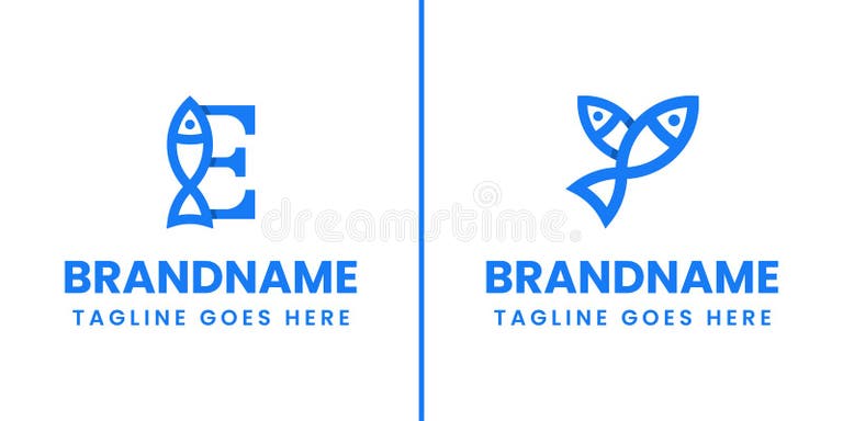 Letter E and Y Fish Logo Set, Symbolizing Adaptability, Fluidity, and ...