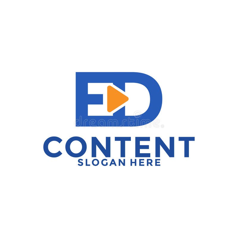 Letter ED with Media Player, Modern Logo Content, Creative Content Logo ...