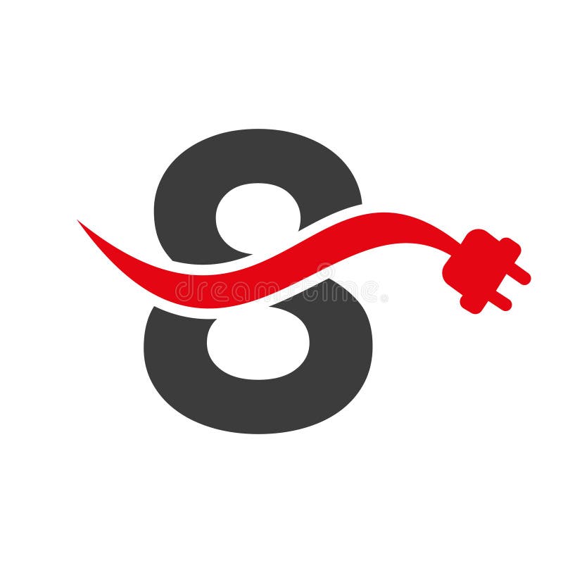 Letter 8 Electricity or Electrical Logo Concept with Electric Plug ...