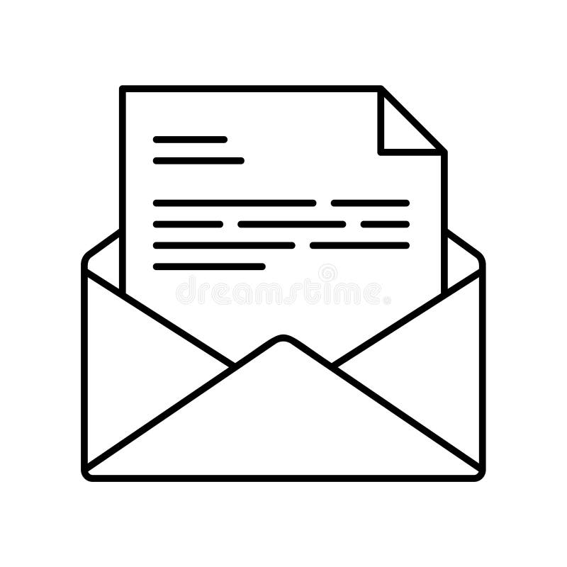 Letter or Email Icon in an Open Envelope Filled with Text Stock Vector ...