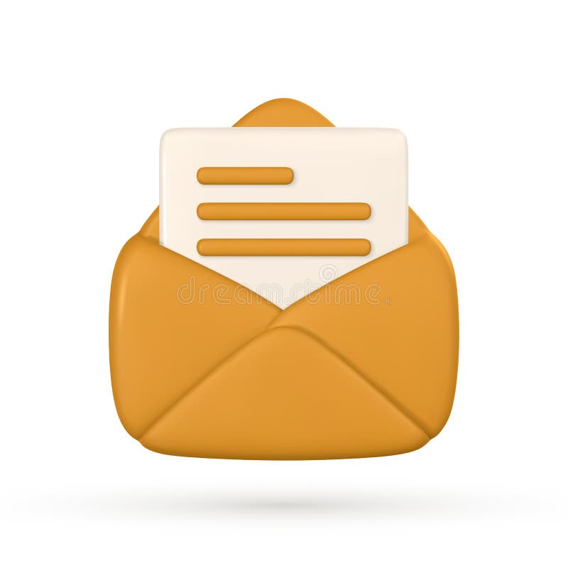 Letter in Envelope. 3d Realistic Mail Envelope. Incoming Mail Notify ...