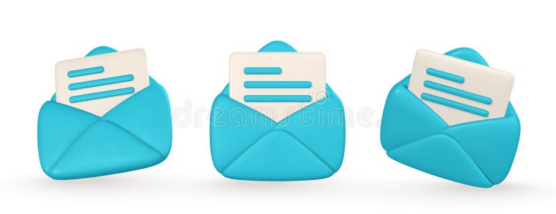 Letter in Envelope. 3d Realistic Mail Envelope. Incoming Mail Notify ...