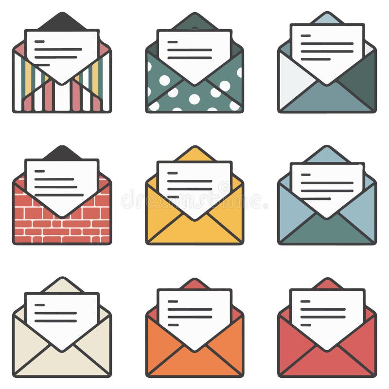 Letter Envelope Icons Vector Collection with Patterns Stock Vector ...