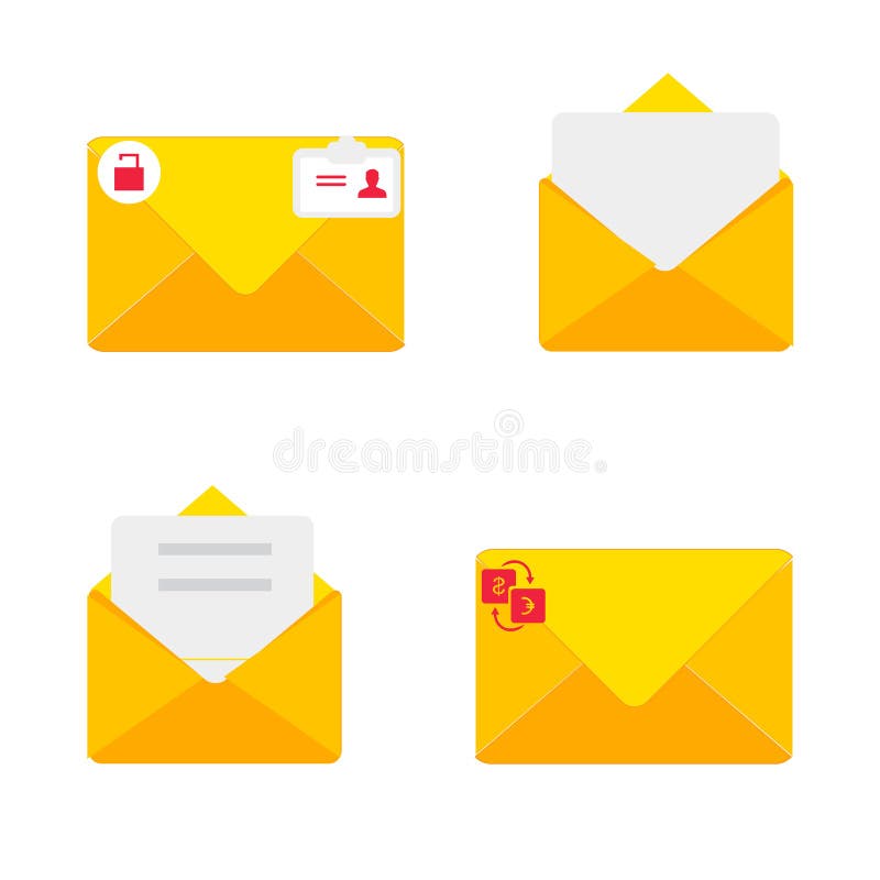 Letter Envelope with Paper Document Vector Illustration, Email Envelope ...