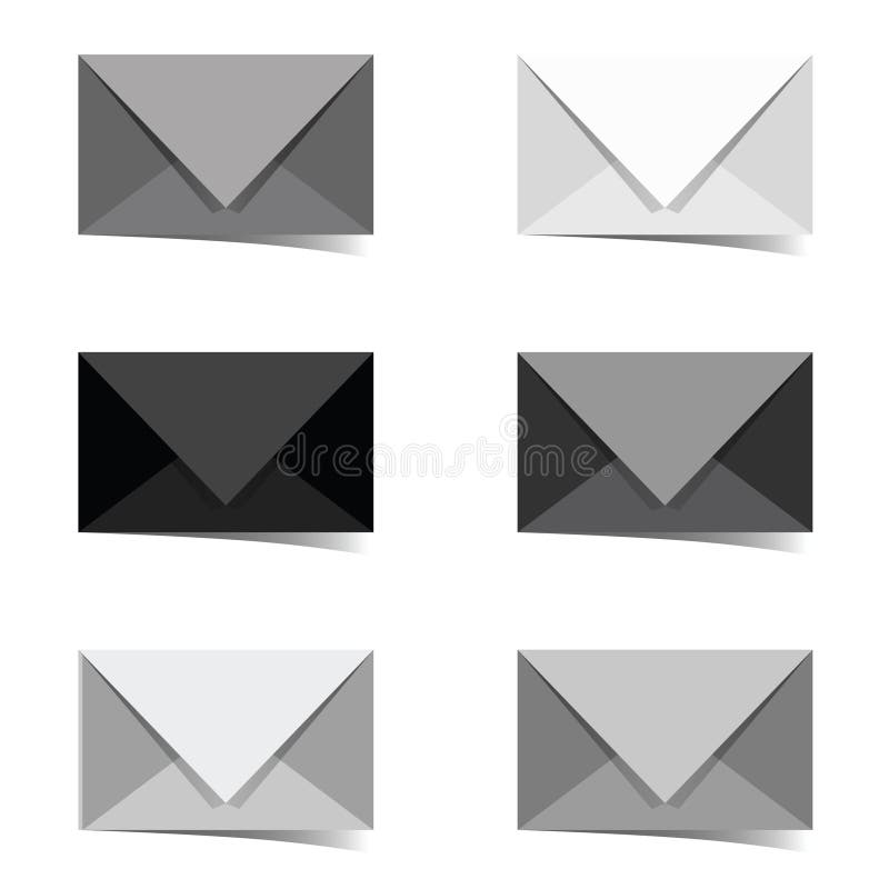 Letter Envelope Set in Grey Illustration Stock Vector - Illustration of ...