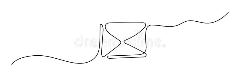 Letter Envelope Shape Drawing by Continuous Line, Thin Line Design ...