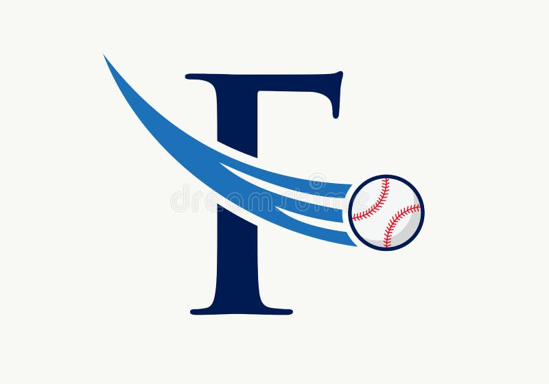 Letter F Baseball Logo Concept with Moving Baseball Icon Vector ...