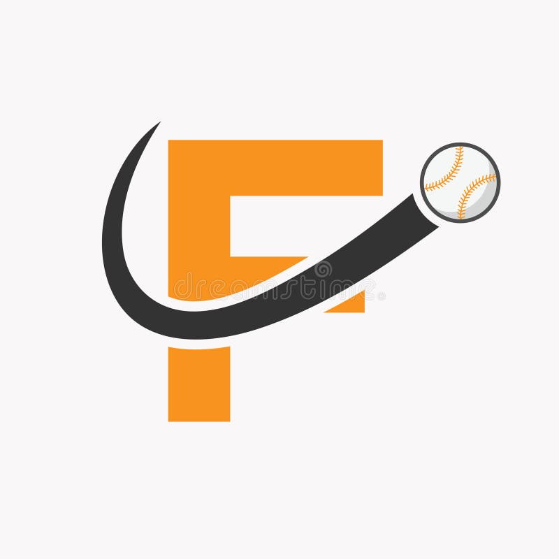 Letter F Baseball Logo Concept with Moving Baseball Icon Vector ...