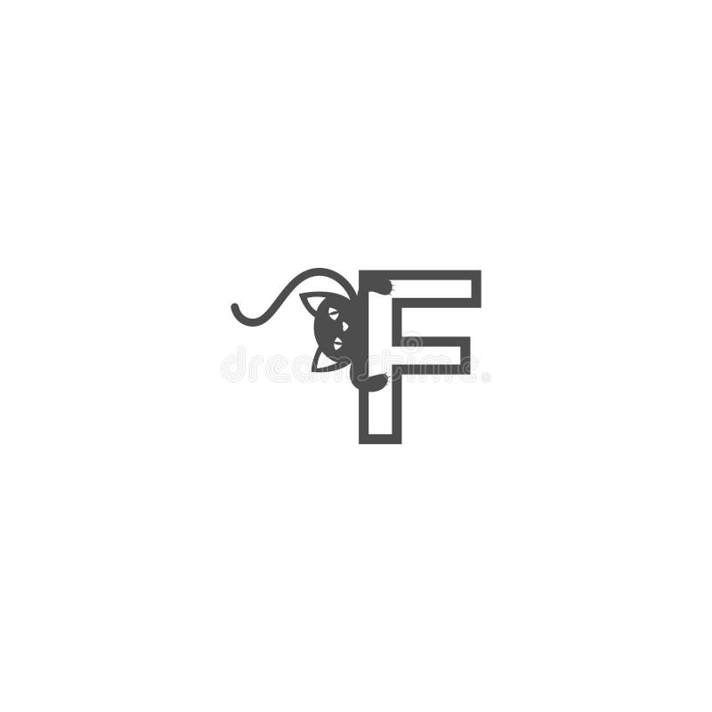 Letter F with Black Cat Icon Logo Design Template Stock Illustration ...