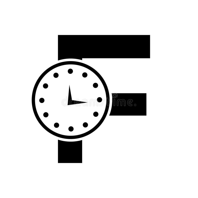 Letter F Clock Logo Design Vector Template Stock Vector - Illustration ...