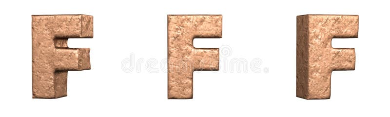 Letter F from Copper Letters Alphabet Collection Set. Isolated Stock ...