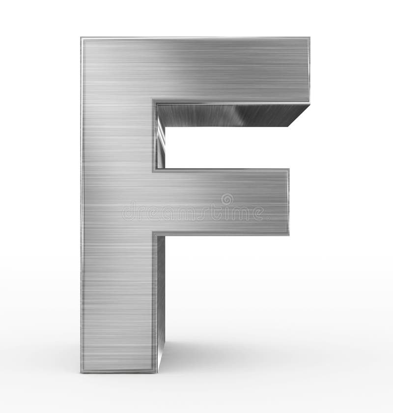 Letter F 3d Metal Isolated White Stock Illustrations – 425 Letter F 3d ...