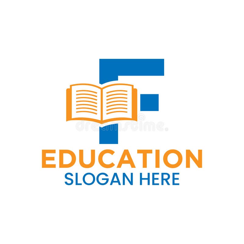 Letter F Education Logo Concept with Open Book Icon Template Stock ...