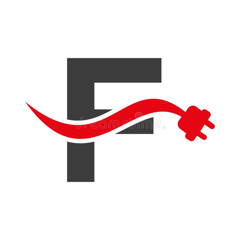 Letter F Electricity or Electrical Logo Concept with Electric Plug ...