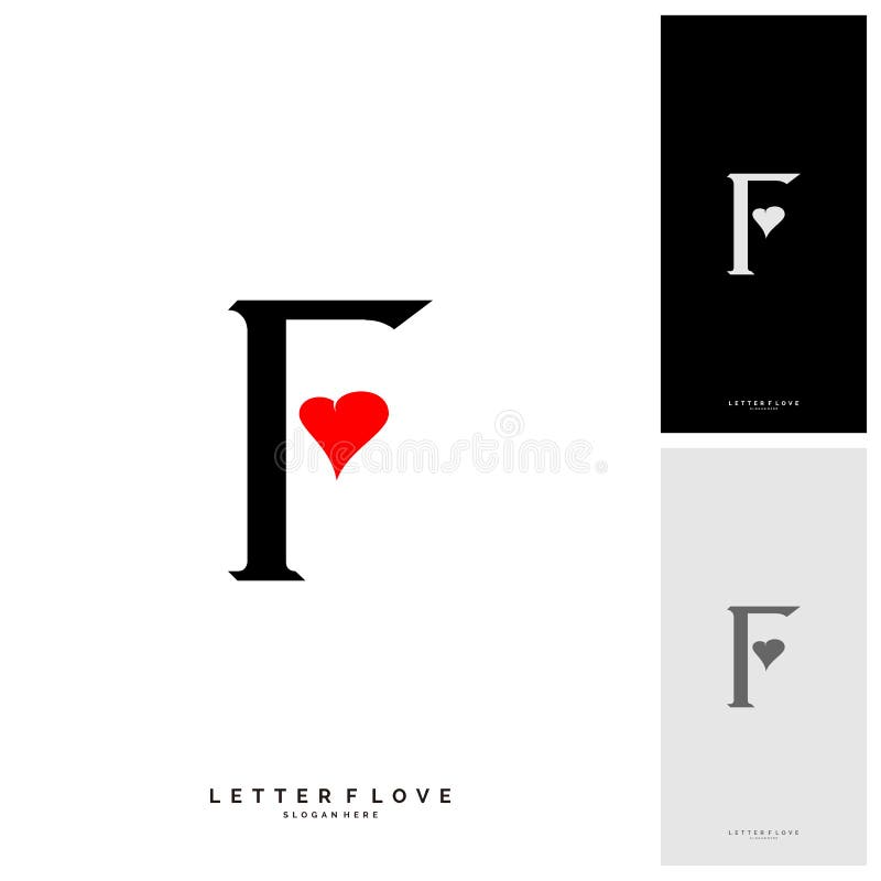 Letter F Heart Logo Icon Design Template Elements. Initial F with Love ...