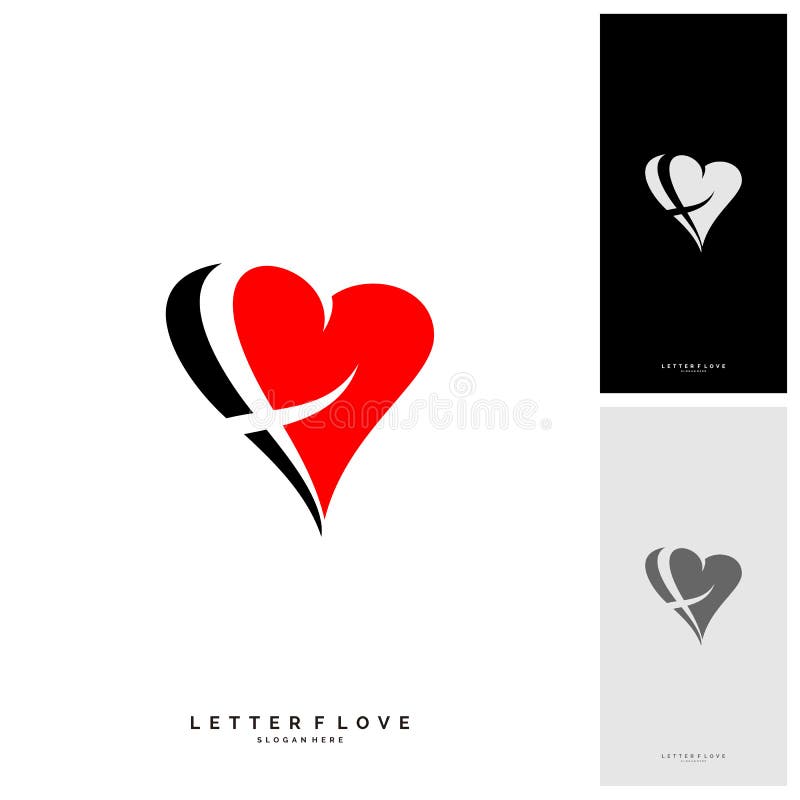Letter F Heart Logo Icon Design Template Elements. Initial F with Love ...