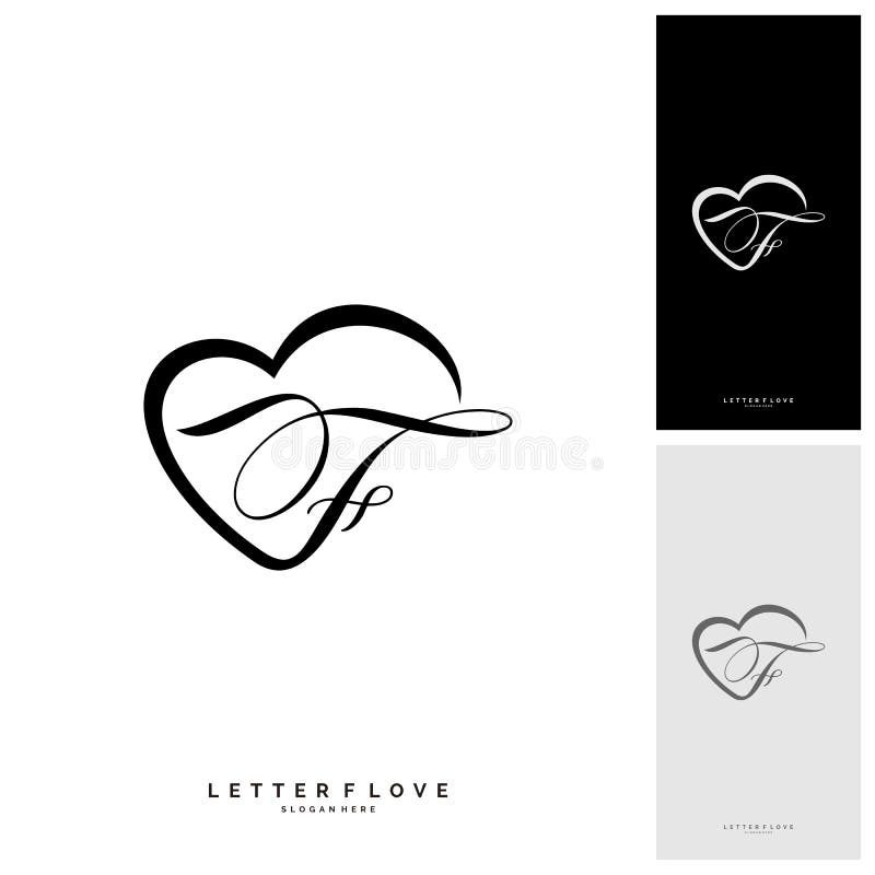 Letter F Heart Logo Icon Design Template Elements. Initial F with Love ...