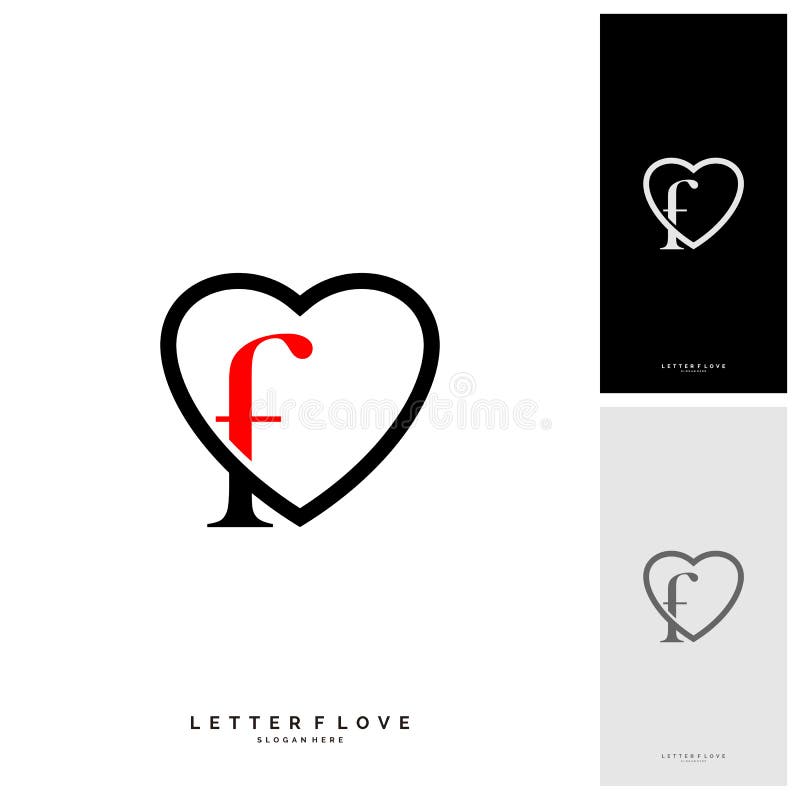 Letter F Heart Logo Icon Design Template Elements. Initial F with Love ...