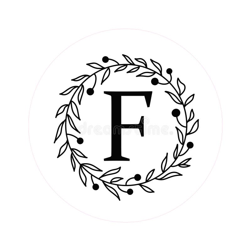 Letter "F" Initials with Round Floral Frames, Vector Monogram Logo ...