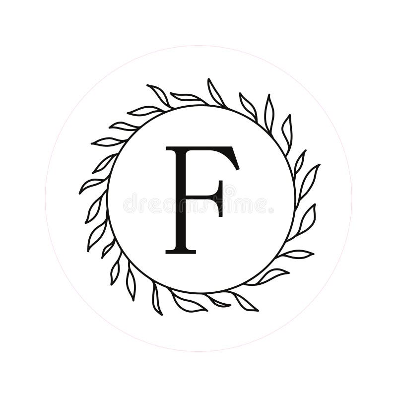 Letter "F" Initials with Round Floral Frames, Vector Monogram Logo ...