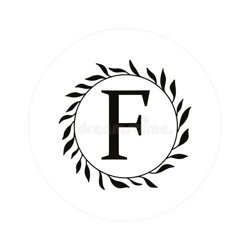 Letter "F" Initials with Round Floral Frames, Vector Monogram Logo ...