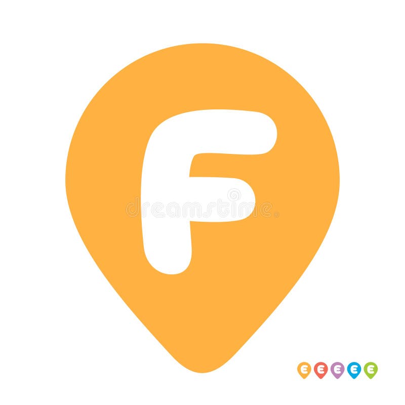 Letter F Location Pin Symbol, Alphabet F Map Pointer Icon Vector ...