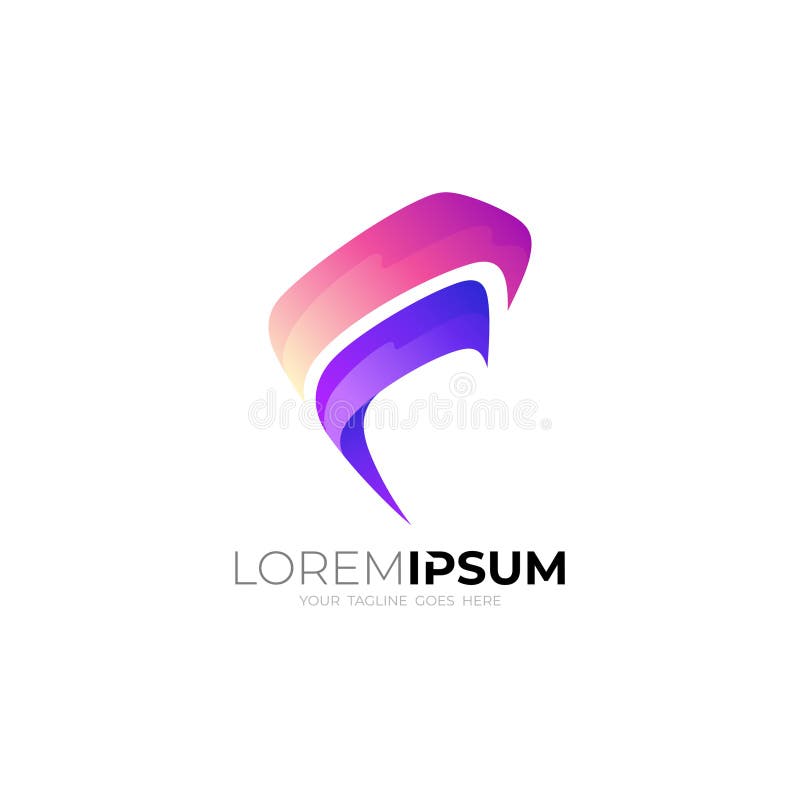 Letter F Logo with Colorful Style, Abstract F Logos Stock Vector ...